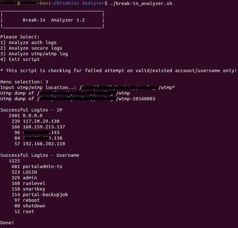 Break-In Analyzer – Quickly analyze auth.log, secure, utmp & wtmp logs ...